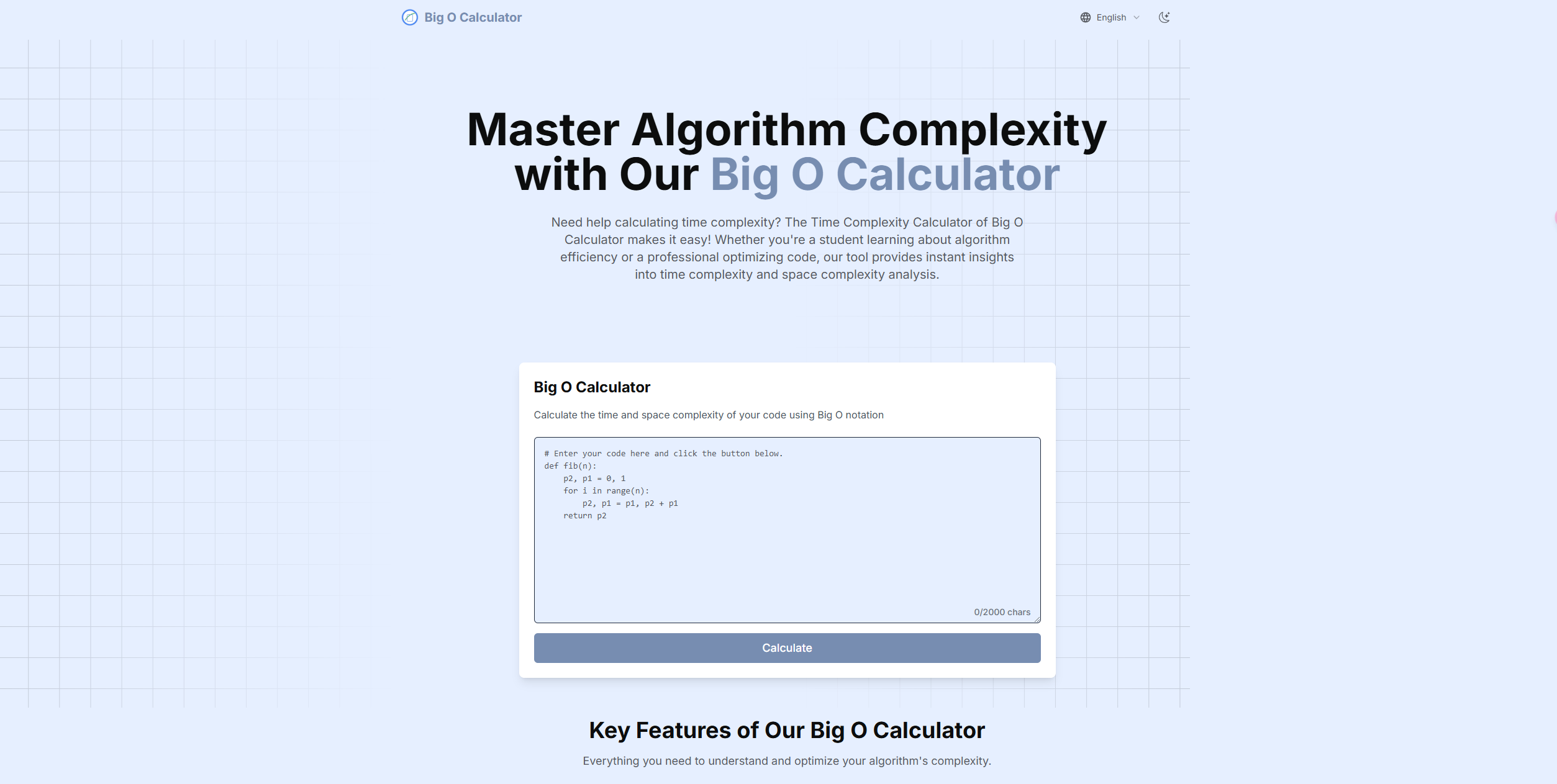 Big O Calculator - A tool that calculates time and space complexity of ...